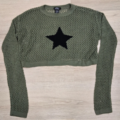 Y2k Social Collision Star Knitted Green Crop Top Grunge Punk Goth ...