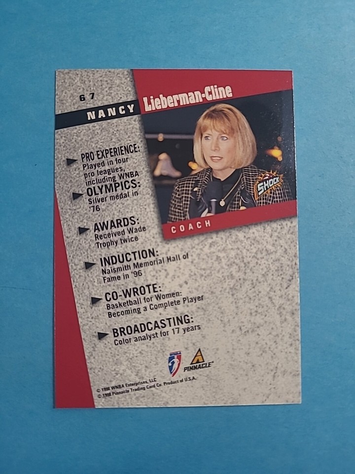 NANCY LIEBERMAN-CLINE 1998 PINNACLE WNBA BASKETBALL CARD # 67 H7637 | eBay
