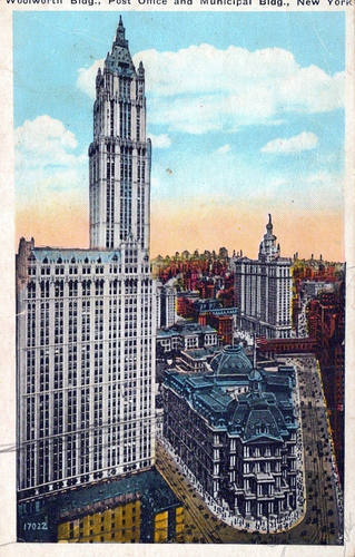 New York City New York Woolworth Building Post Office Municipal Bldg ...