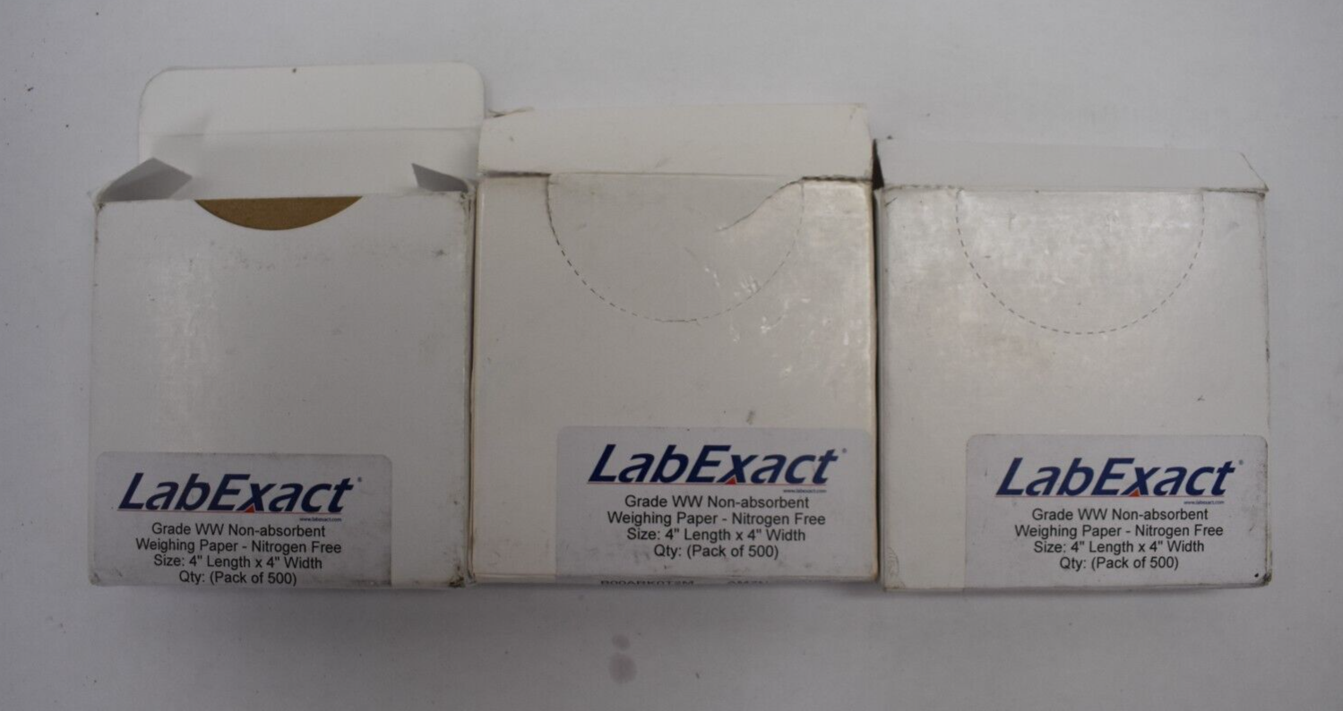 Lot of 3 Packs Lab Exact Cellulose Weighing Paper Sheets 500/Pack 4" x ...