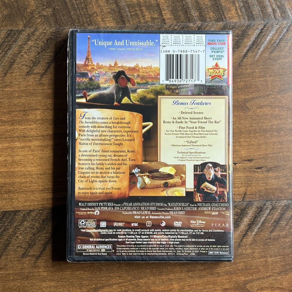 Disney Pixar Ratatouille (DVD, 2007) Animated Movie - BRAND NEW SEALED ...