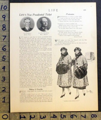 1919 PRESIDENTIAL TICKET FORD BRYAN POLITICAL POWER O'MALLEY ART PRINT ...