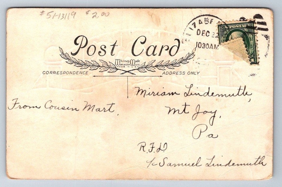 Postcard Christmas Children Waiting for Santa Arts & Crafts Style c ...