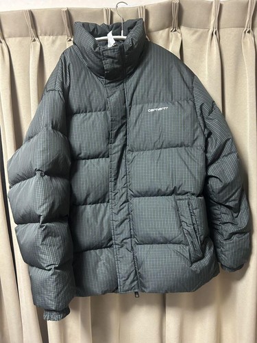 Carhartt Down Jacket L Size Gray Checkered Pattern | eBay