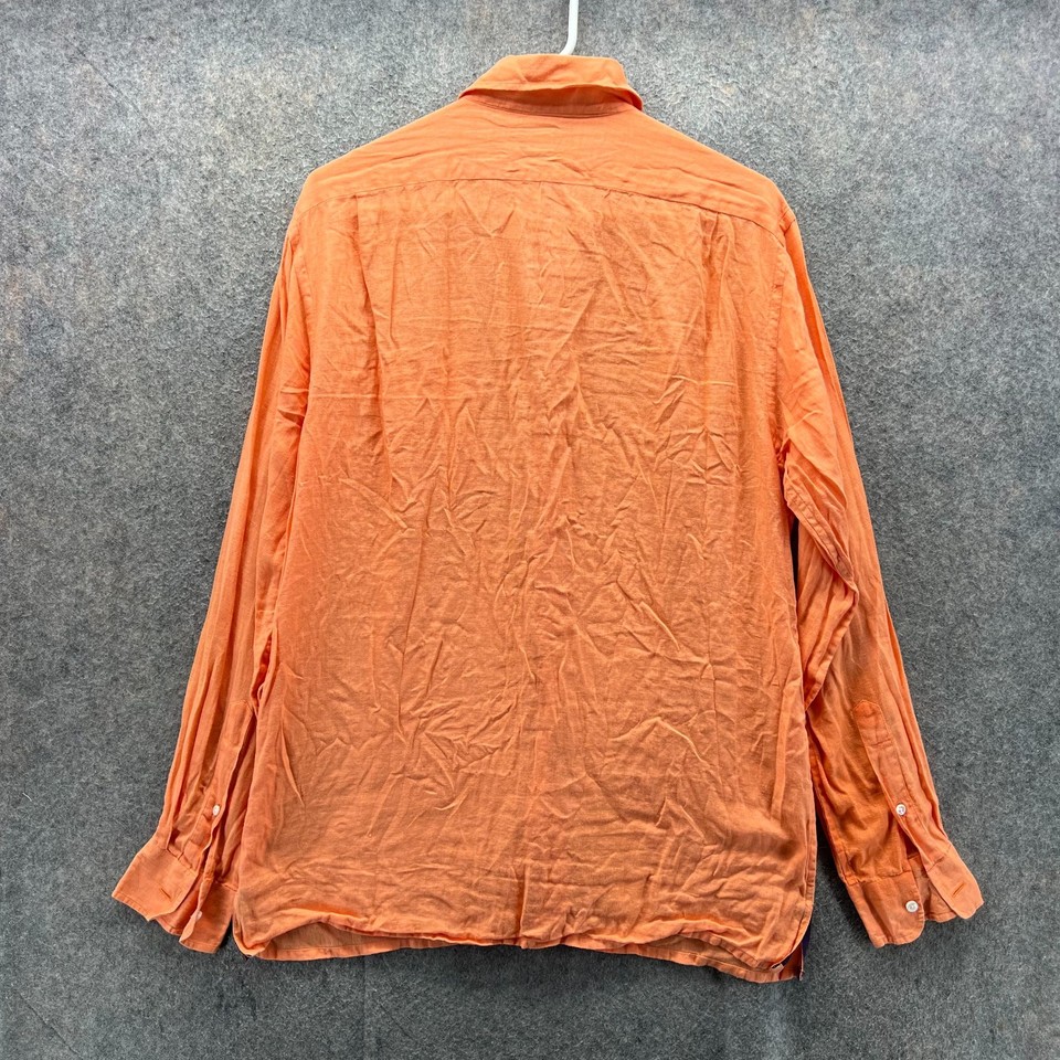 Ralph Lauren Purple Label Shirt Mens Medium Orange Button Down Linen ...