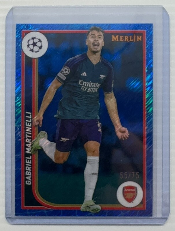 2023-24 Merlin Chrome UEFA Gabriel Martinelli Blue Shimmer Refractor ...