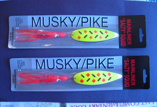 2 WHOLESALE Musky Pike Spoon 9" Chart Orange diamond Squid fishing lure ...