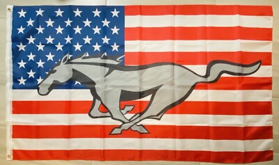 FORD USA MUSTANG RACING 3x5ft FLAG BANNER DRAPEAU MAN CAVE GARAGE Wall ...