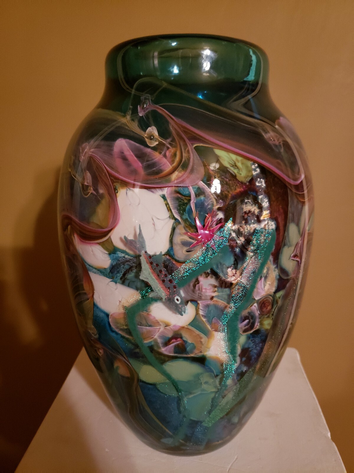 Signed David Small Art Glass Vase Marine Reliquary Series | eBay