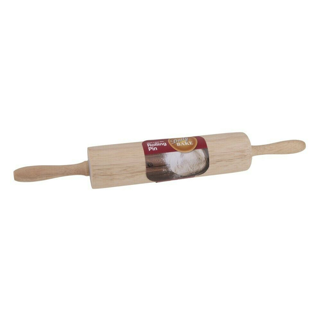 Daily Bake Rolling Pin 45x6cm Rubberwood Dough Roller Baking Cookie ...