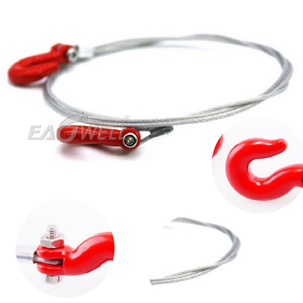 1Pc Metal Steel Wire Rope With Hook For 1/10 D90 Axial SCX10 RC Car ...