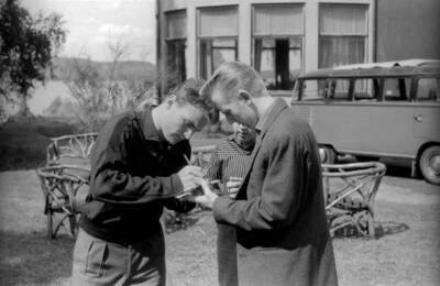 Brazilian football player Jose Altafini signing an autograph 1958 - Old ...