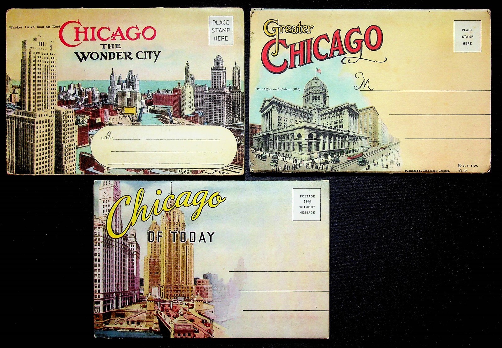 Chicago Illinois Lot Of 3 Souvenir Postcard Folders Folding Views 1930s ...