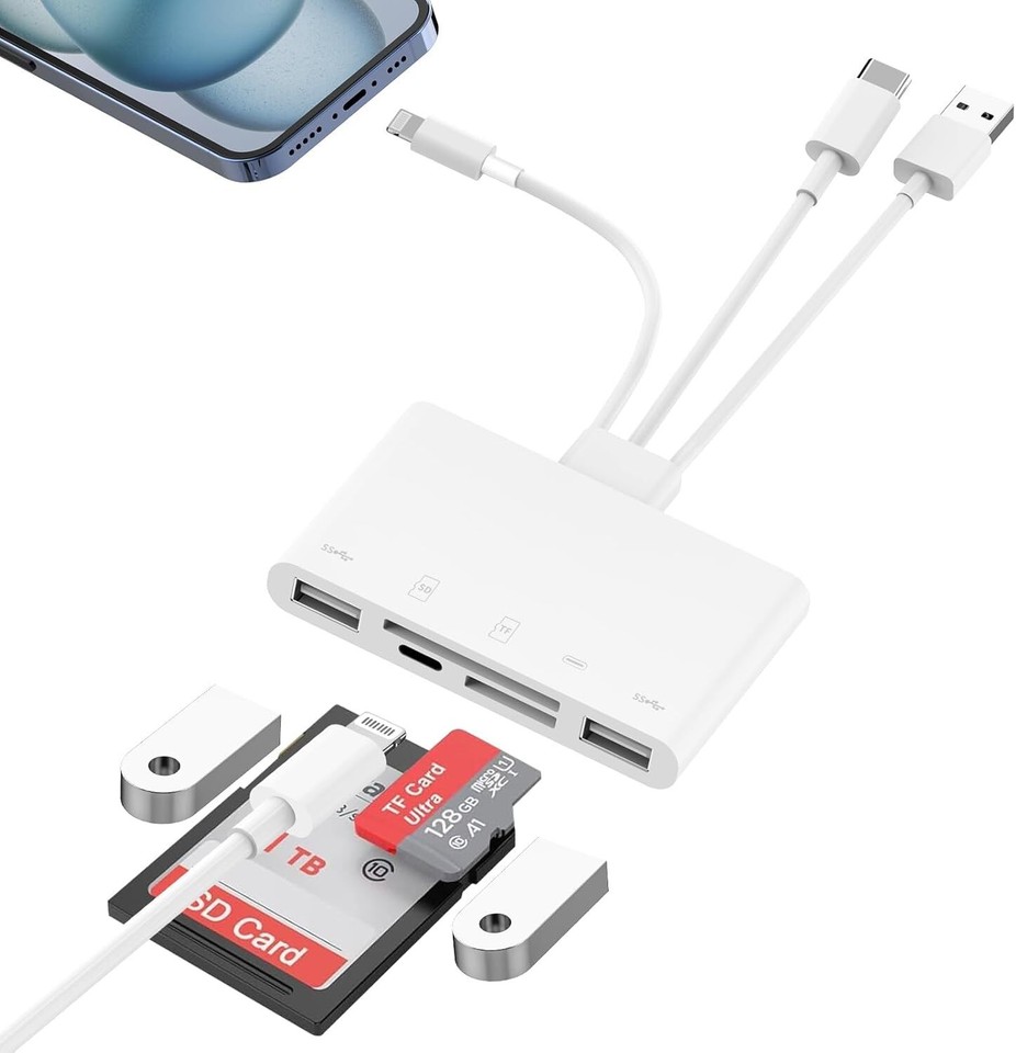 5 in 1 Memory Card Reader USB 3.0 OTG Adapter SD Card Reader For iPhone ...