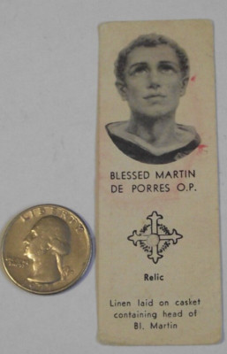 Vtg Blessed Martin De Porres O.P. linen on casket relic card patron ...