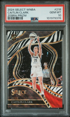 2024 WNBA Panini Select Caitlin Clark Courtside Rookie Zebra SSP PSA 10 ...
