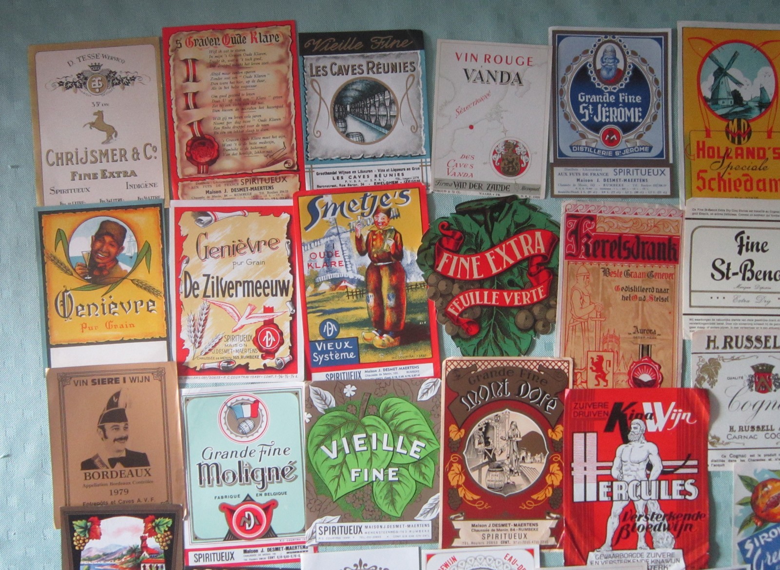 40 Vintage European Wine Liquor Unused Paper Labels One Double