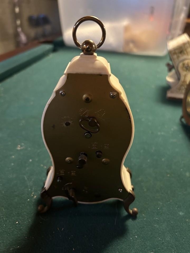 Vintage Miniature Alarm Clock-Hand Painted Plastic Case With Music Box ...