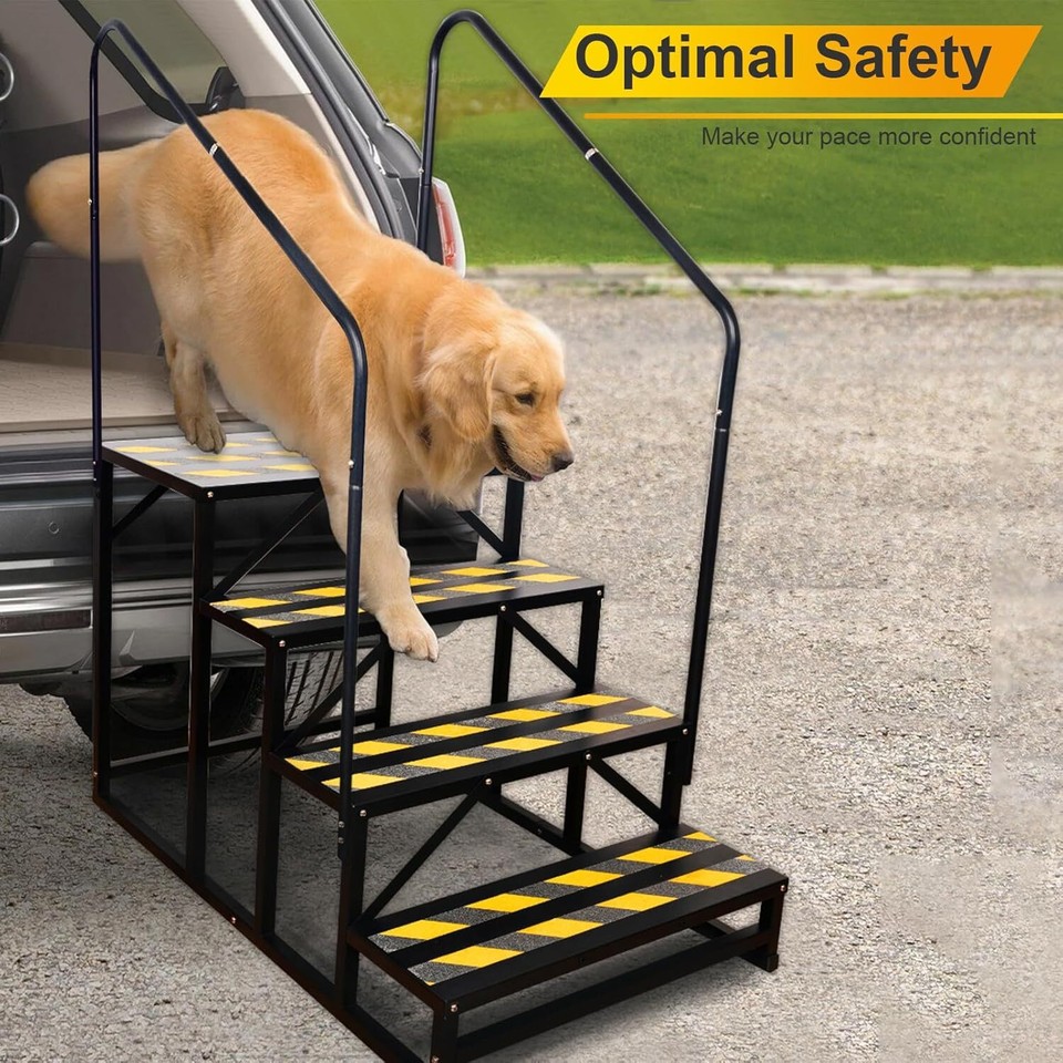 4 Step RV Steps with 2 Handrails Portable Stairs Steps for RV Camper ...