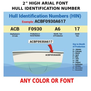 US Hull Identification Number Pleasure Craft Boat Jet Ski - Sticker ...