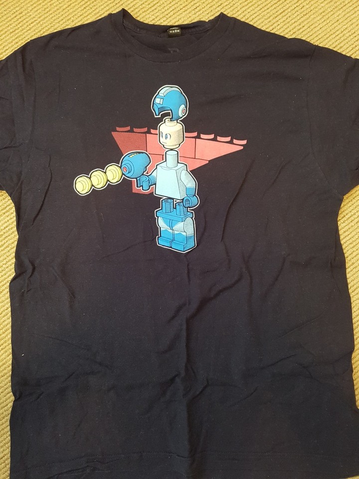 MEGA MAN LEGO RIPT EXCLUSIVE NAVY BLUE T SHIRT L Large | eBay