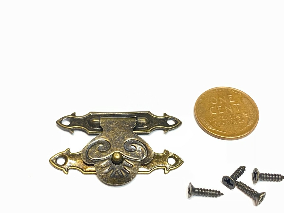 38mm mini dollhouse Antique Bronze latch Sets Box Case Lock hinge small ...