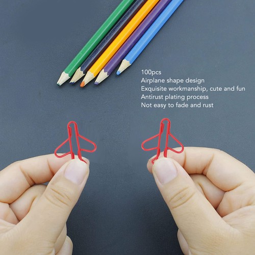 100x Airplane Shaped Paper Clips Rust Prevention Plating Process Paper ...