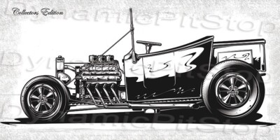 Cartoon Hot Rod Tin Sign, Black & white drawing decor, Australian made ...