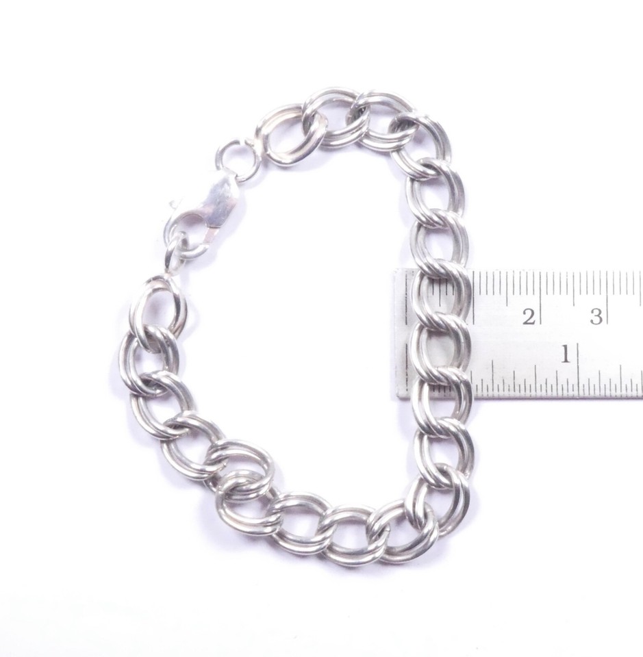 Double Link Bracelet 925 Sterling Silver 9mm Link Width | eBay UK