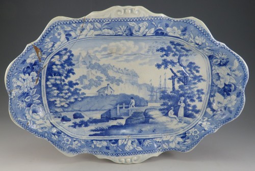 Antique Pottery Pearlware Blue Transfer Masons Lynmouth Dessert Dish ...