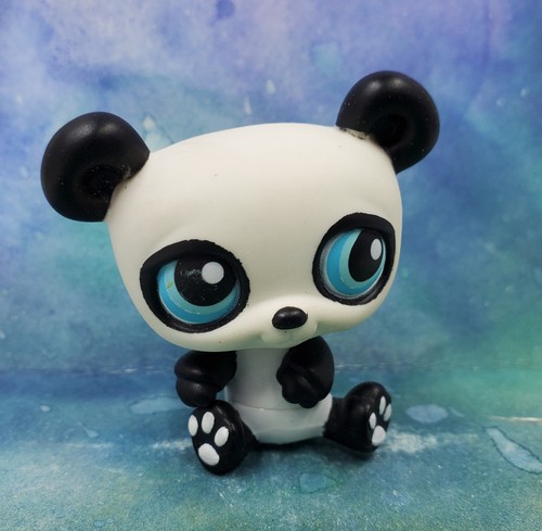 2005 Littlest Pet Shop #90 2" Black + White PANDA BEAR w Blue Eyes LPS ...
