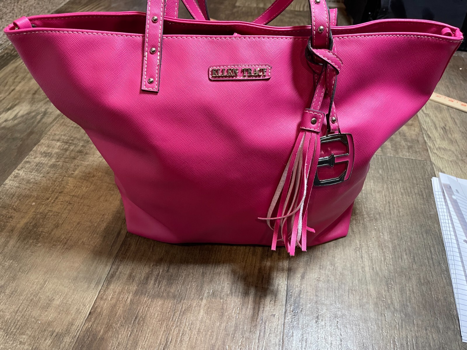 Ellen Tracy Purse Bag Large Neon Pink 17"x12" | eBay