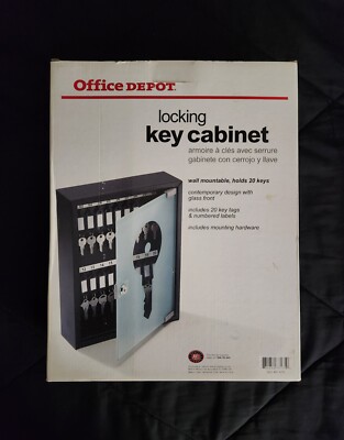 Office Depot Locking Key Wall Mounted Cabinet Glass Front Design Holds ...