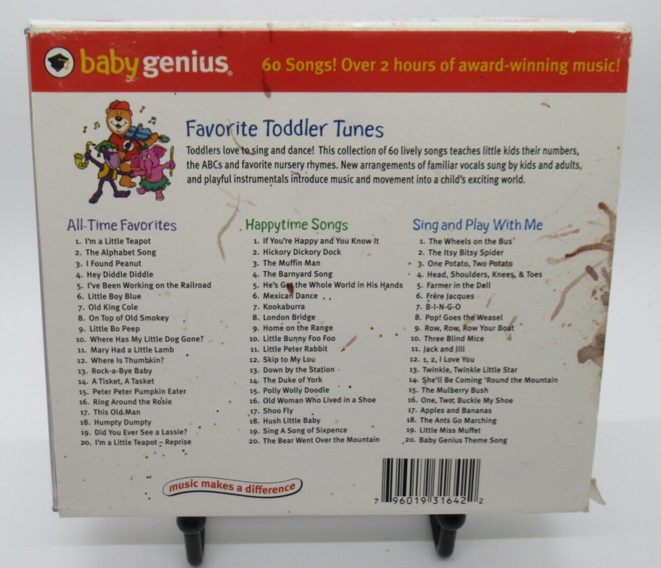 BABY GENIUS - FAVORITE TODDLER TUNES 3-DISC MUSIC CD SET, HAPPYTIME ...