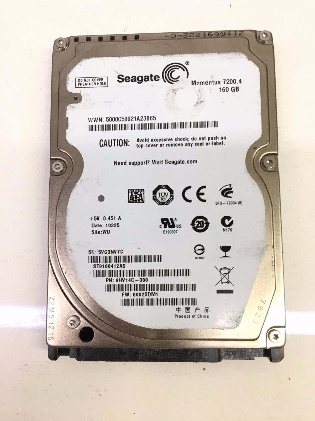 Seagate Momentus 7200RPM 2.5" SATA 160GB Laptop Hard Drive ST9160412AS ...