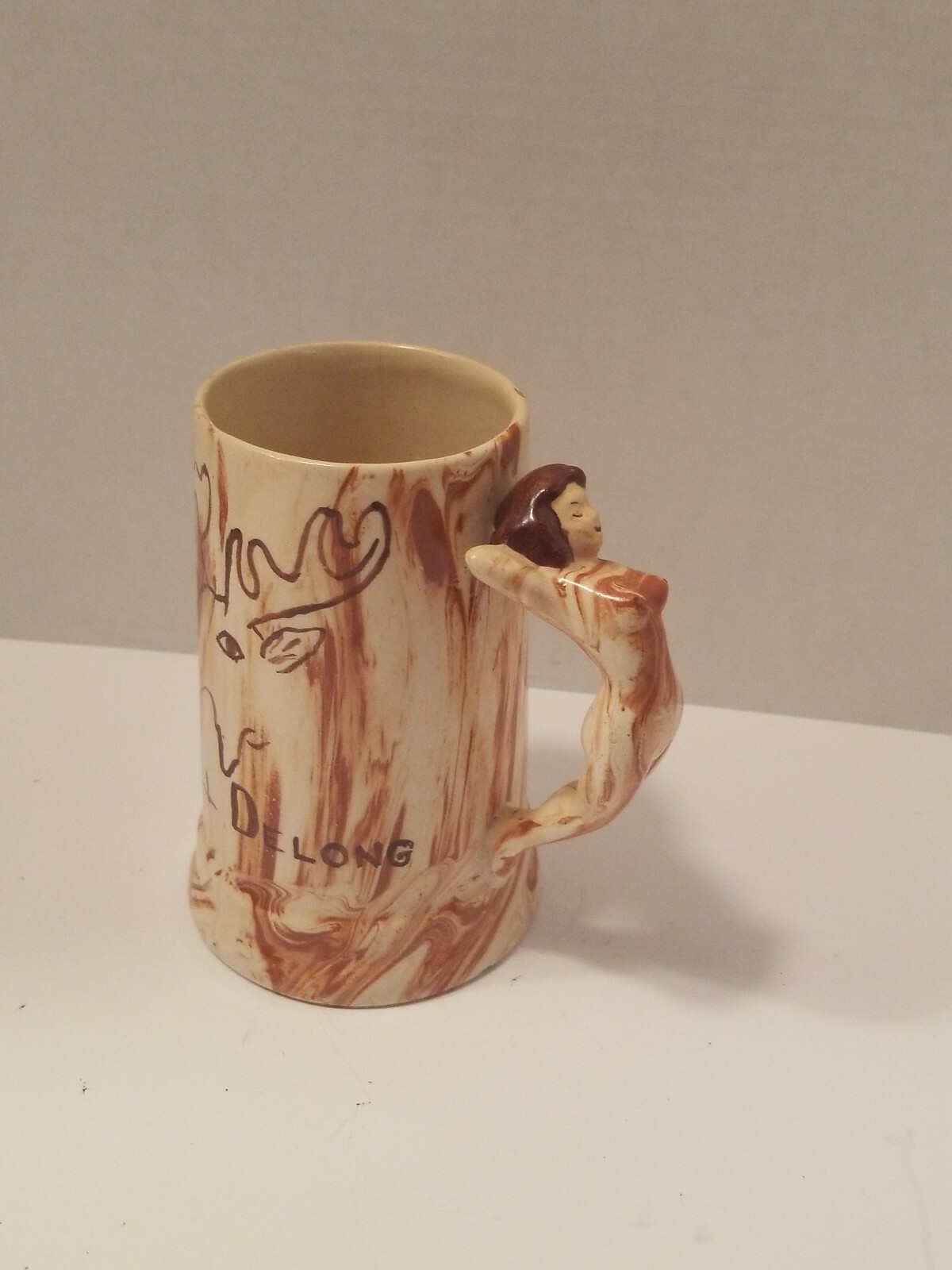 Vintage Alaska Clay By Kay Pottery Stein Mug, Brown And White, Pin Up ...