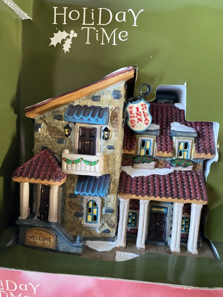 Holiday Time Village Collectables 3 Piece Lighted House Set Painted ...
