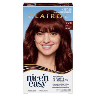 Clairol Nice N Easy 3.5BG Dark Burgundy Brown Permanent Hair Dye Colour ...