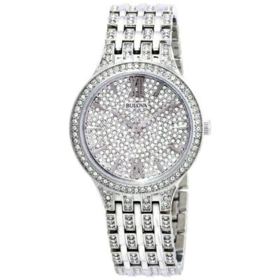 Bulova 96L243 Phantom Swarovski Crystal Silver Dial Stainless Ladies ...