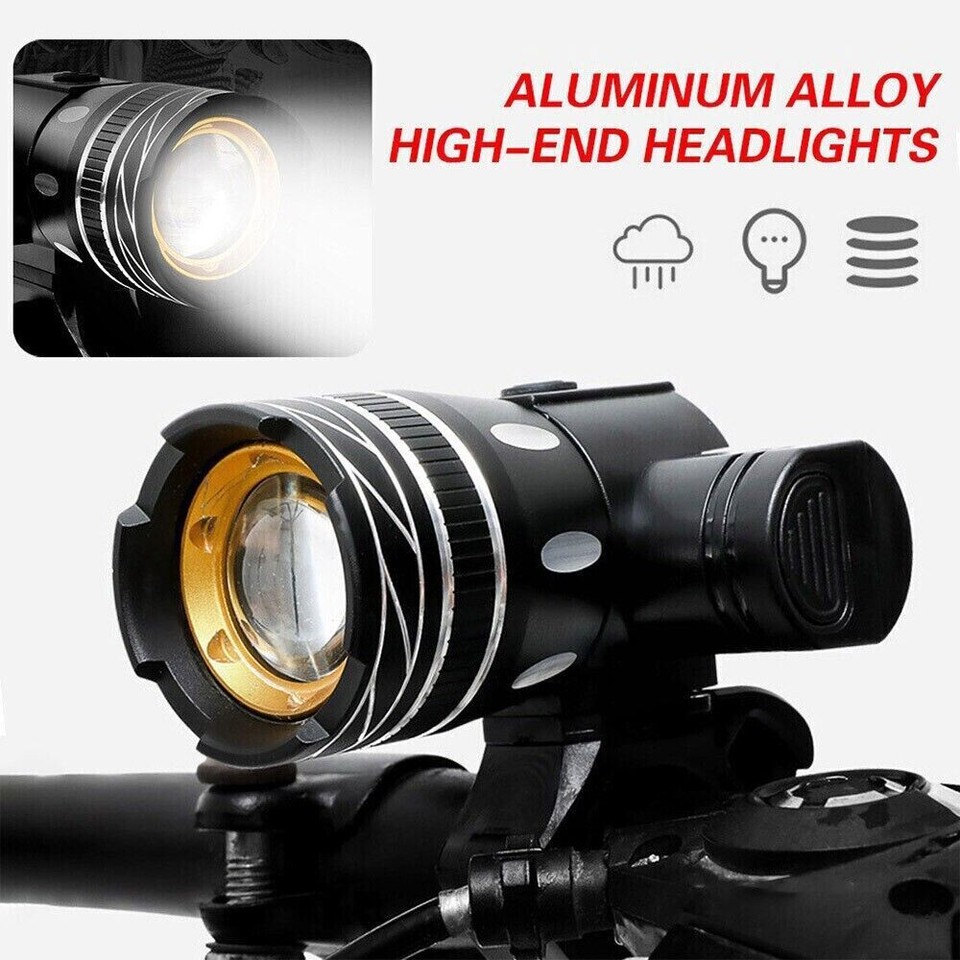 2 Sets USB Rechargeable LED Bicycle Headlight Bike Front Rear Lamp ...
