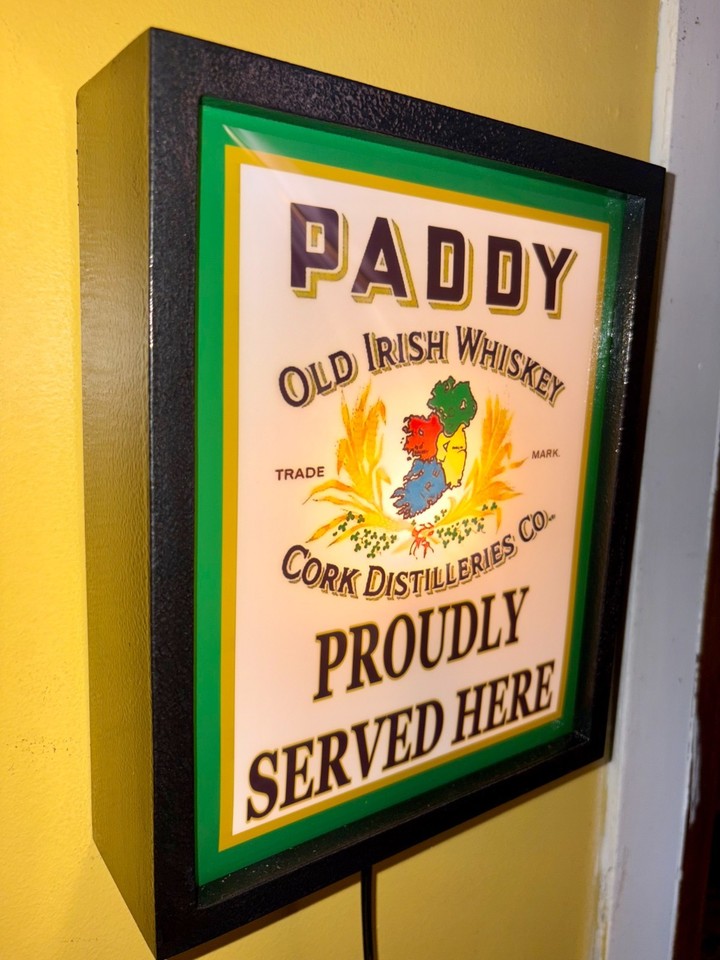Paddy Irish Whiskey Bar Ireland Man Cave Retro Advertising Lighted Sign ...