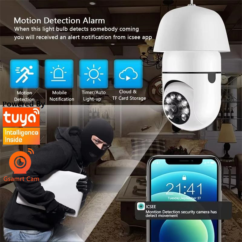 3MP Bulb Surveillance Camera 5G & 2.4GHz Dual Band Full Color Night ...