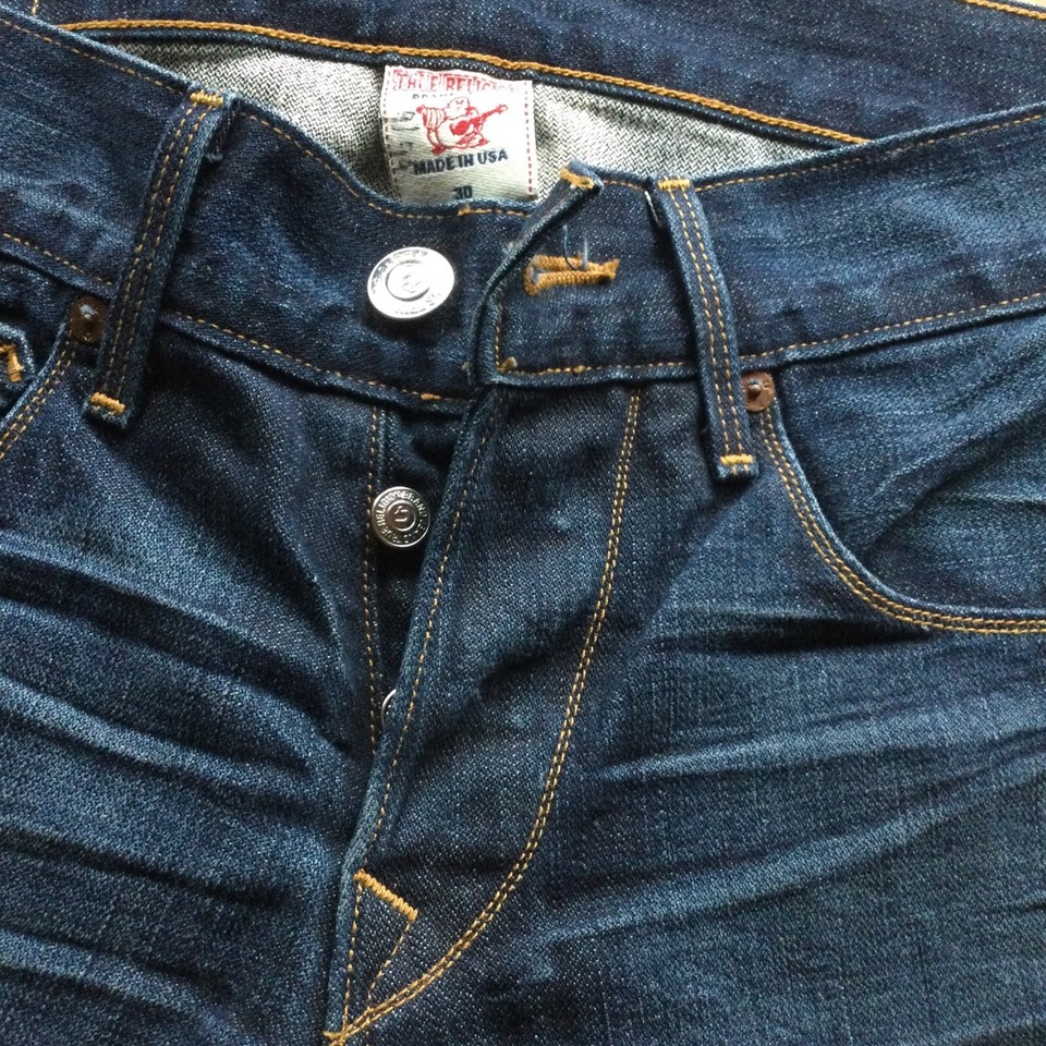 TRUE RELIGION MEN RICKY BIG T Cowboy Boot Strat Cut JEANS SZ 30X34 BLUE ...