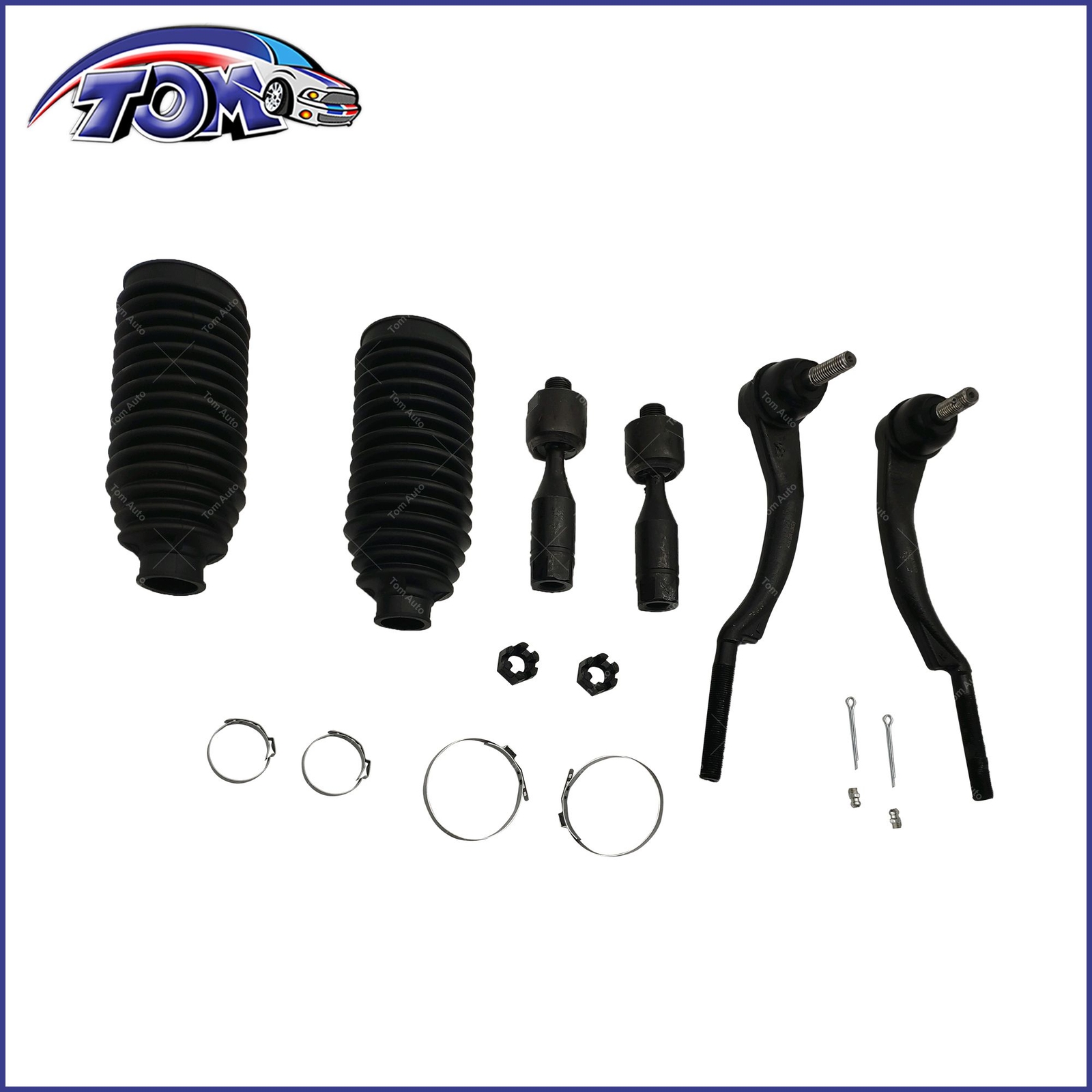 6pc Front Inner Outer Tie Rod w/ Boot for 2003-2009 Chevy Trailblazer ...