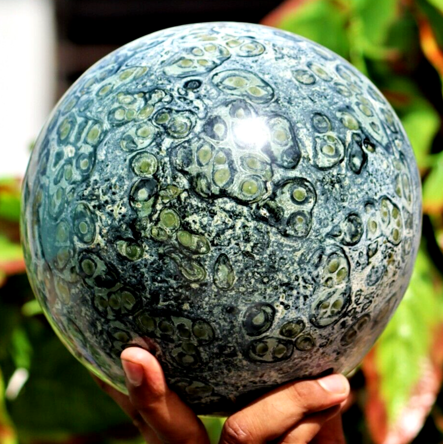 180MM Green Kambaba Jasper Ball Crystal Healing Chakra Balancing ...
