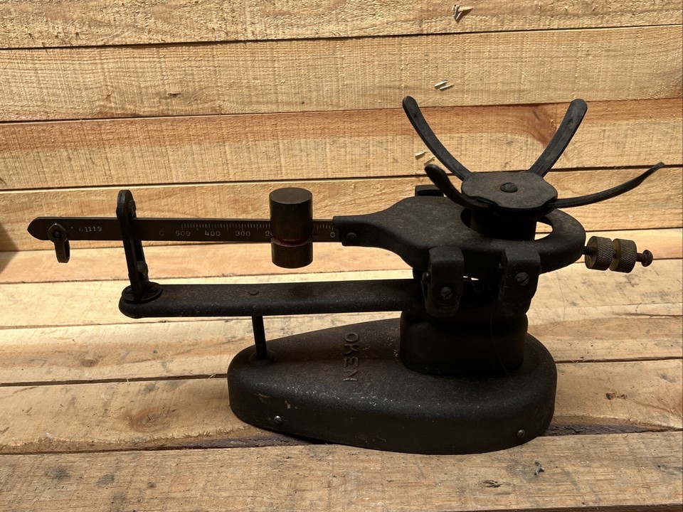 Vintage OKEN Scale, General Store scale with 3 weights, MODEL # FM 5 KG ...