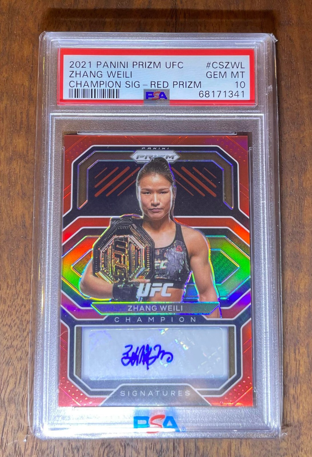 2021 UFC PANINI PRIZM ZHANG WEILI CHAMP SIG RED AUTO PSA /49 | eBay