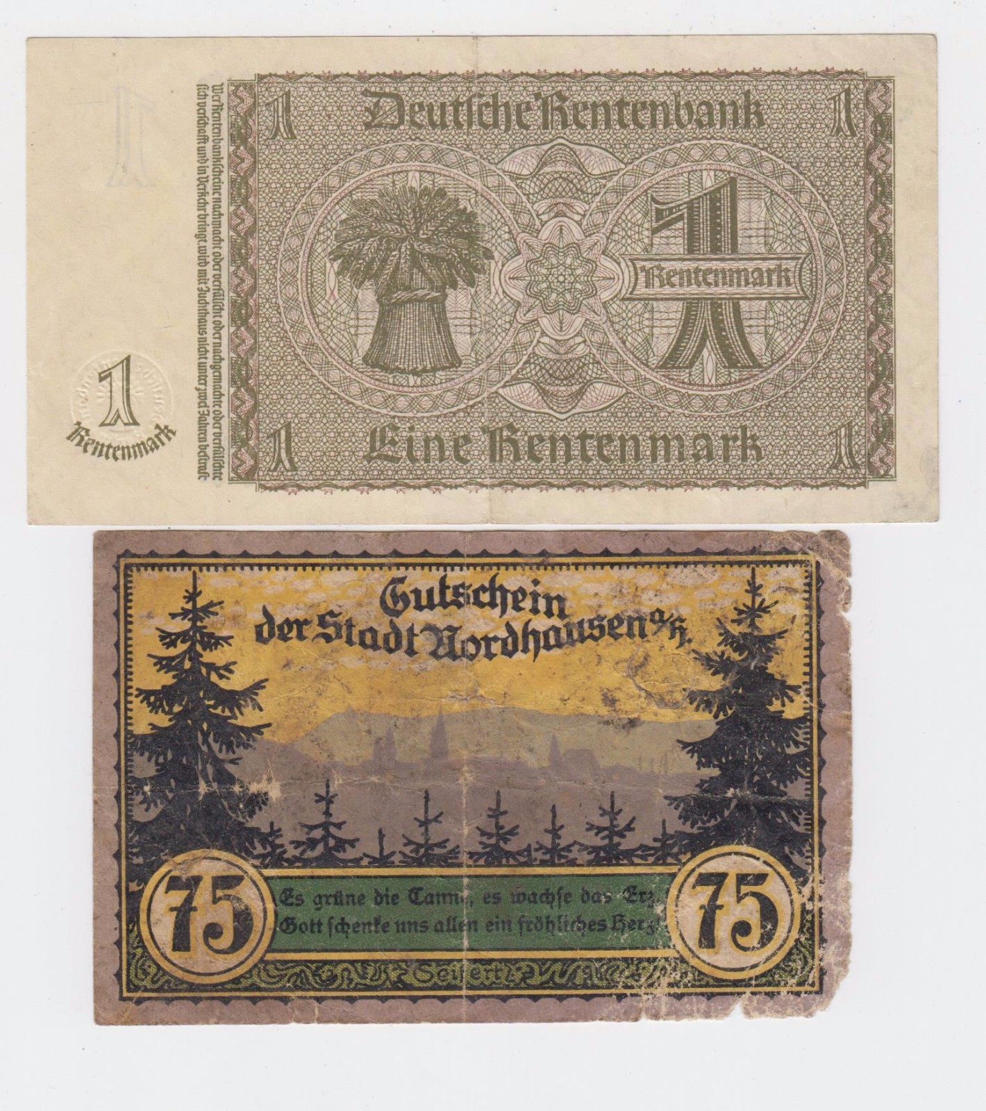 Germany banknotes Rentenmark 1937 + 75 pfennig 1921 - 2 PCS ! | eBay
