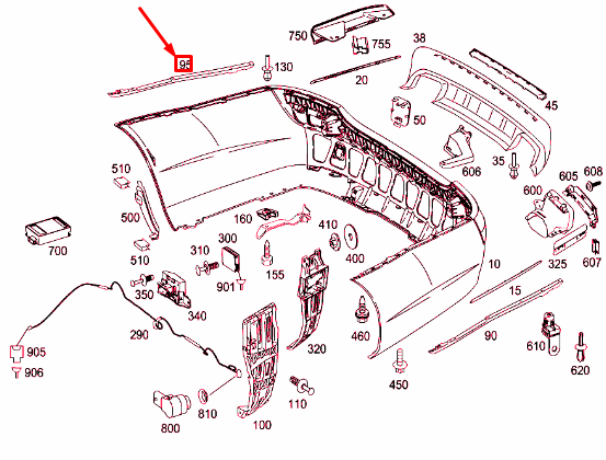 Mercedes-Benz S W221 Rear Bumper Right Top Reinforcement A2218850216 ...