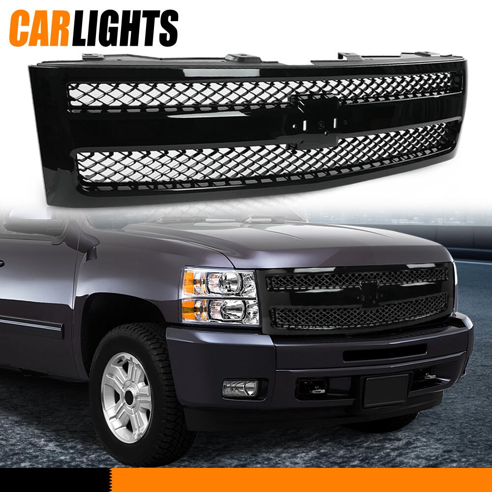 Fit For 2007-2013 Chevy Silverado 1500 Grille Grill Shell w/ Black ...